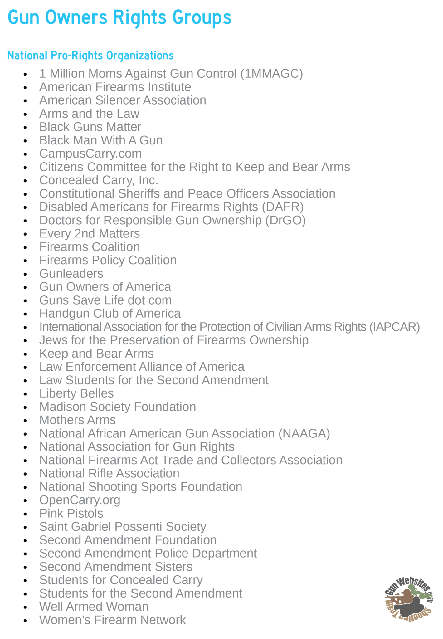 National Gun Owner Rights Groups | Minuteman University